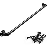 Rectoo Pipe Stair Handrail, 10 Ft Metal Staircase Handrail, Black ...
