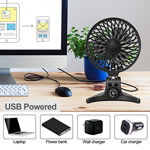 ZOEYEA USB Desk Fan, Strong Airflow Small Fan, Adjustable Rotation ...