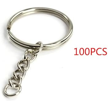 Amazon.com : TWONE Metal Split Keychain Ring Parts - 50 Key Chains With 25mm Open Jump Ring and ...