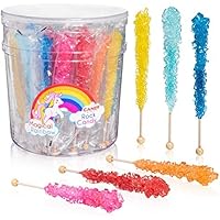 Amazon.com : Magical Rainbow Rock Candy Crystal Sticks - 36 Indiv ...