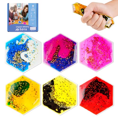 Onyoloy Sensory Soft Gel Liquid Toys: Sensory Fidget Hexagon Liquid ...