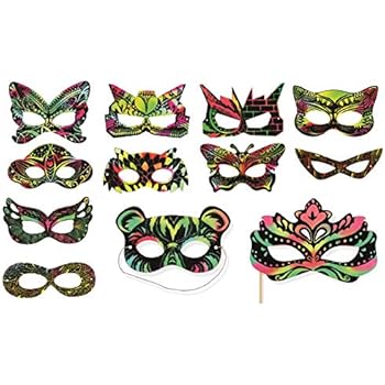 Amazon.com: Honoson 36 Sets Scratch Paper Animal Masks Scratch Rainbow ...