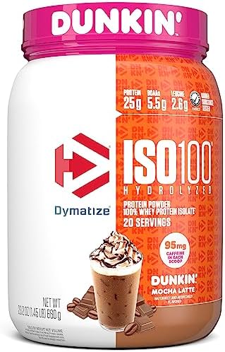 Dymatize ISO100 Hydrolyzed Protein Powder in Dunkin' Mocha Latte Flavor, 100% Whey Isolate ...