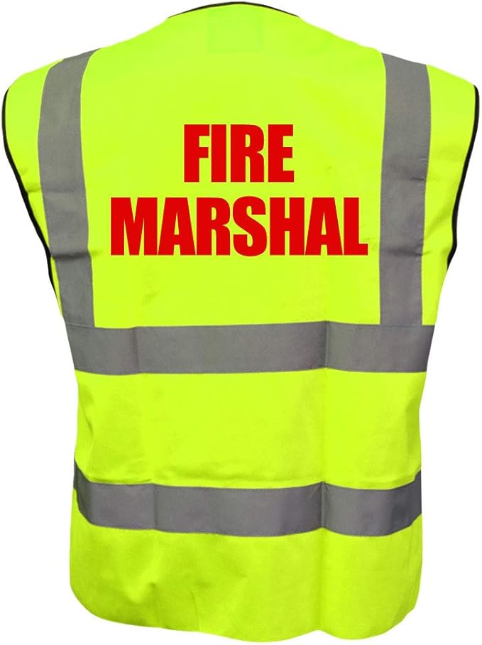 10 Fire Marshal Yellow High Visibility Hi Vis Viz Vest Safety Waistcoat ...