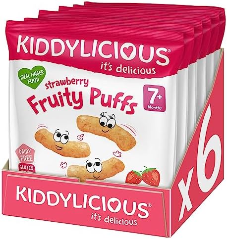 Kiddylicious Strawberry fruity puffs 60g(6 * 10g) | Total 60g/6 bags ...