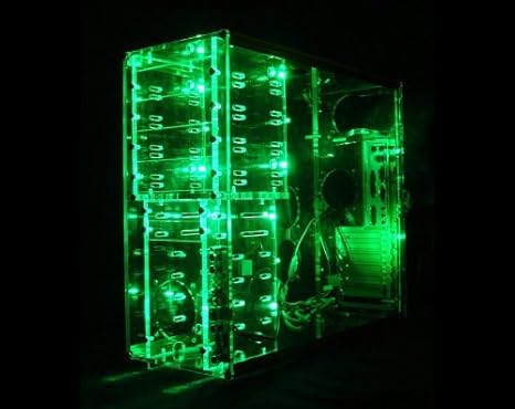 Sunbeam - Acrylic PC Case - Transparent Clear + 12 Green LED: Amazon.co ...