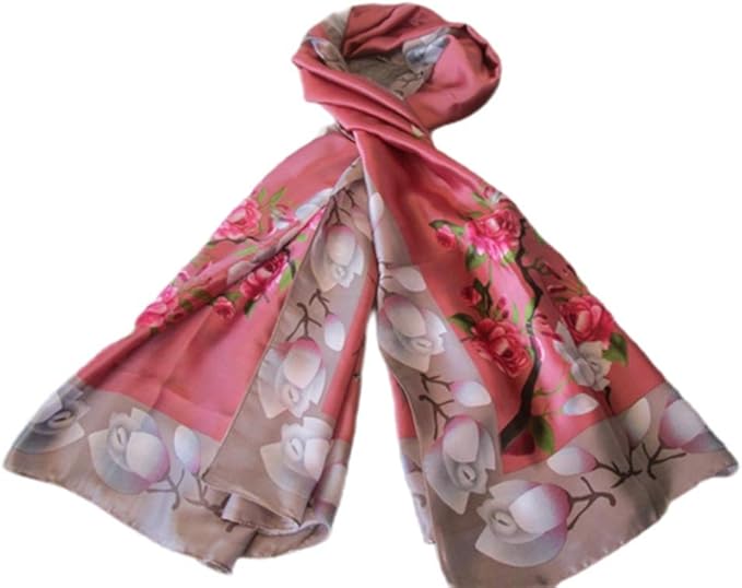 Rose Print Scarf | Silk Rose Scarf | Red Rose Scarves | Scarf Gift ...