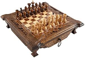 Amazon.com: Large Gorgeous Handmade Walnut Wood Chess Set 19.3 inch ...