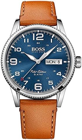 Hugo Boss Pilot Vintage Men's Blue Dial Leather Band Watch - 1513331 ...