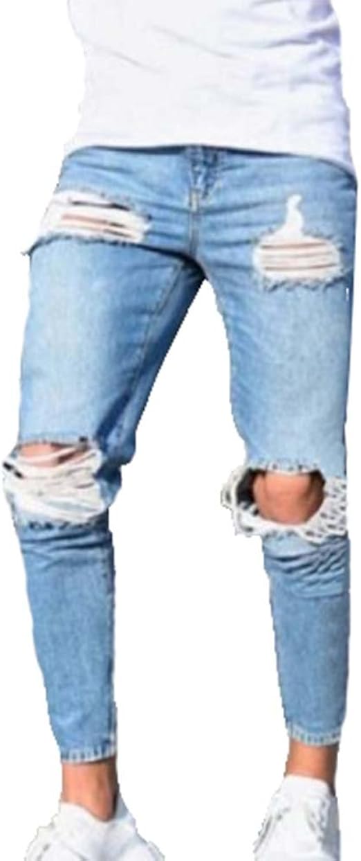Keephen Jeans Rasgados Hombres Stretch Jeans Ajustados súper Flacos ...
