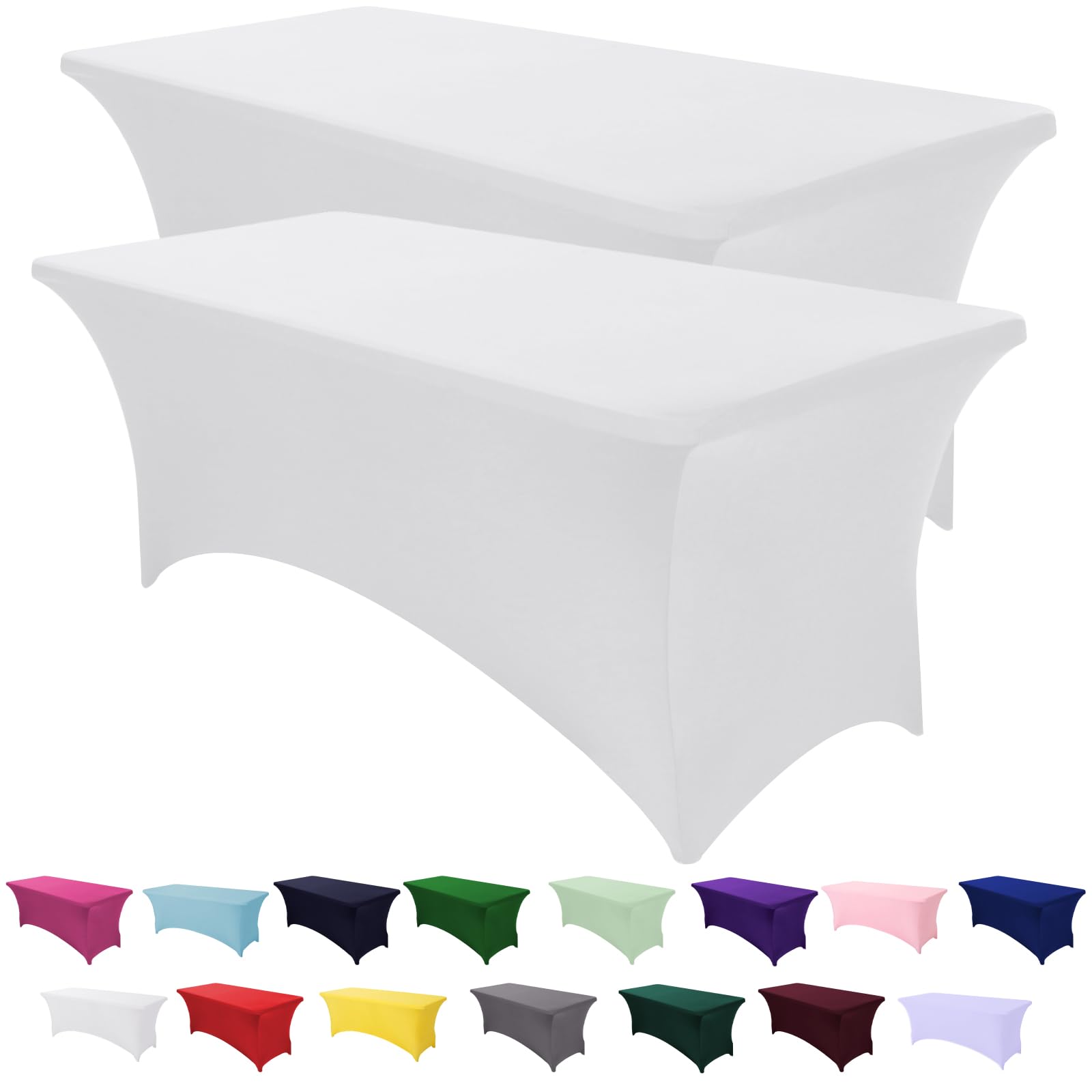 SEPARO 2 Pack 6 Ft White Table Cover Fitted Rectangular Tablecloth ...