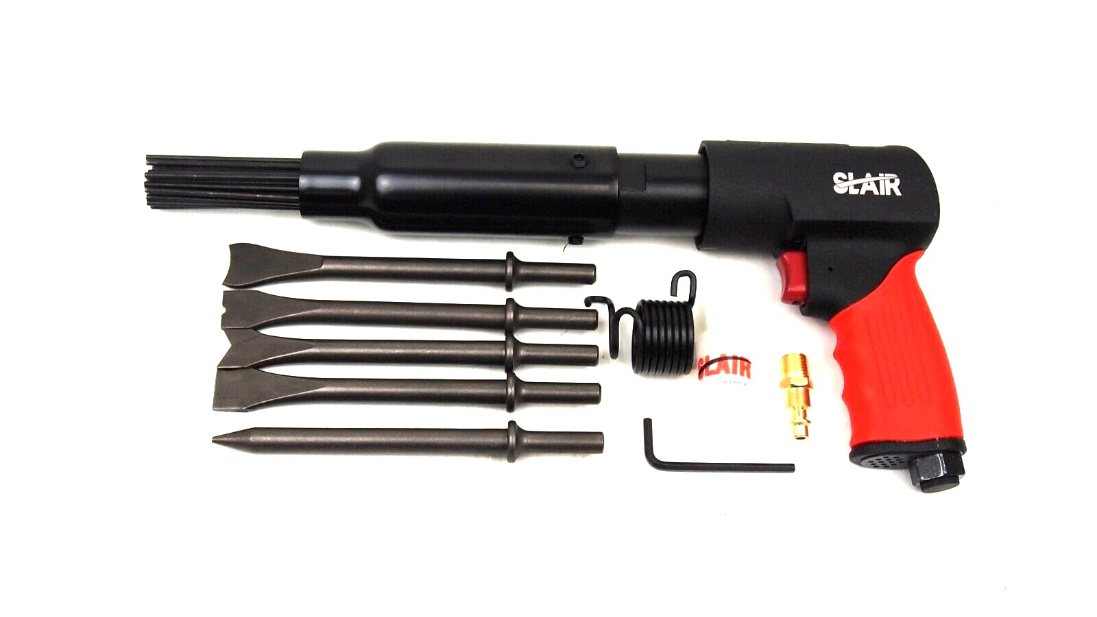 SLAIR 2 in 1 Pistol Air Pneumatic Needle Scaler Hammer Chisel 4000BPM 19 Needles 5 Chisels ...