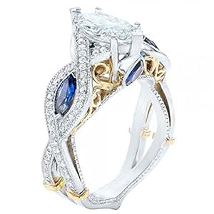 Amazon.com: FENDINA Women's Infinity Rings Vintage Pear Cut CZ Twisting ...