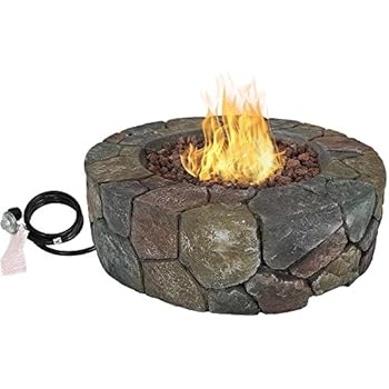 Amazon.com : Sunnydaze Cast Stone Propane Gas Fire Pit Heater with Lava ...