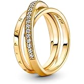 Amazon.com: PANDORA Crossover Pavé Triple Band Ring, PANDORA Shine ...