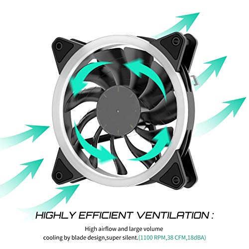 upHere RGB Case Fan, Wireless RGB LED 120mm Fan,Quiet Edition High ...