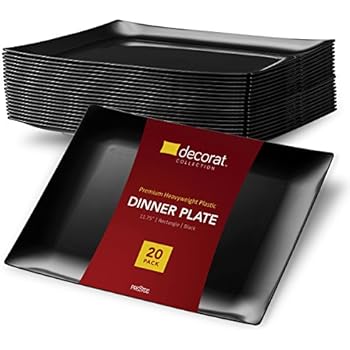 Amazon.com | DECORAT PLASTIC PLATES/DINNER PLATES | 11.75 Inch Black ...