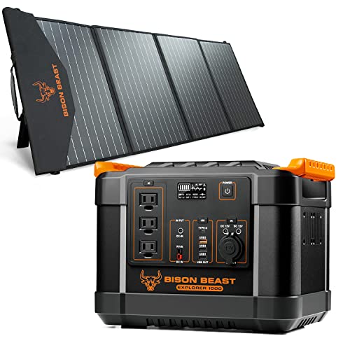 Solar Generator 1000w, Portable Power Station Backup Battery and 1X ...