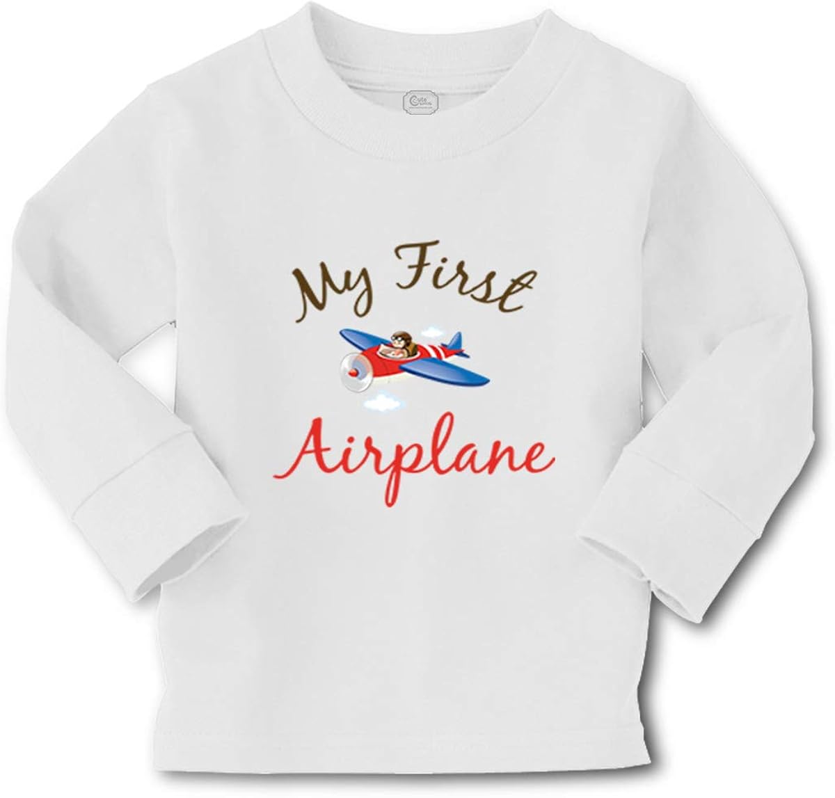 Amazon.com: Kids Long Sleeve T Shirt My First Airplane Ride Pilot ...