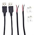 Amazon.com: ELNONE 2PCS USB Female Pigtail 2 Wire,0.3M/1Ft 20AWG USB 2.0 Female Plug to Bare ...