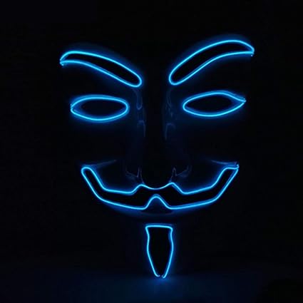 Halloween Mask, JunYee LED Anonymous Hacker Face Mask for Costume ...