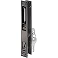 Prime-Line Products C 1033 Sliding Door Flush Handle Set, Keyed, Black ...