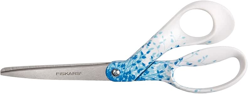 Amazon.com: Fiskars Blue Floral Designer Bent Scissors 8": Home & Kitchen