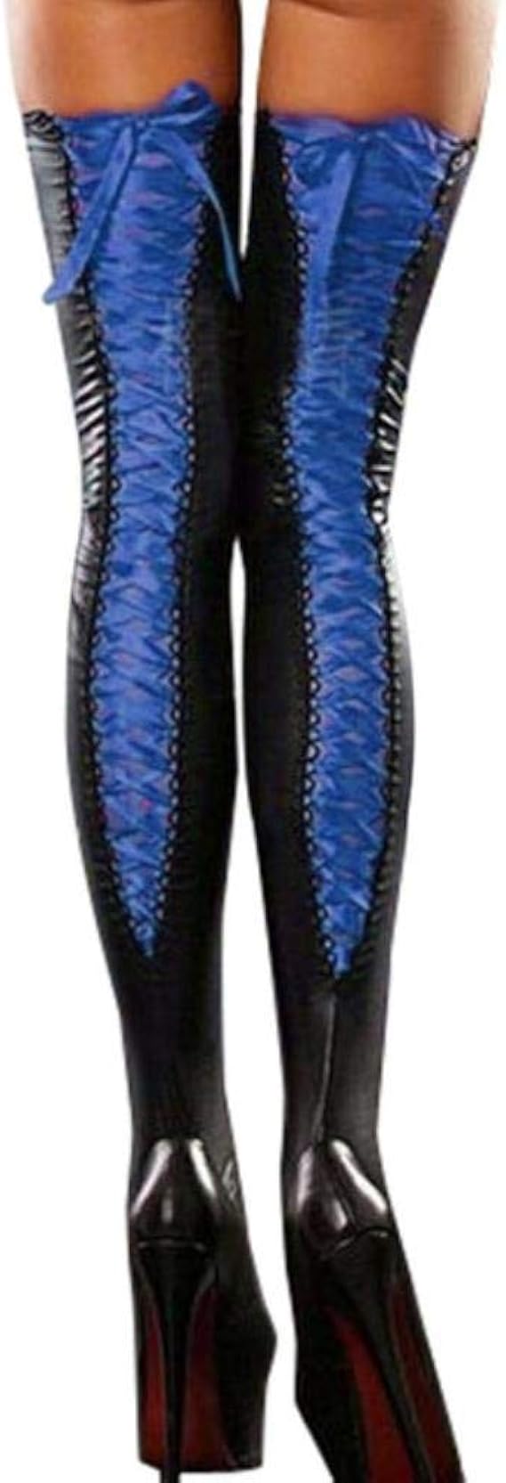 OPLKJ Sexy Club femmes confortable cuissardes en cuir dentelle ...