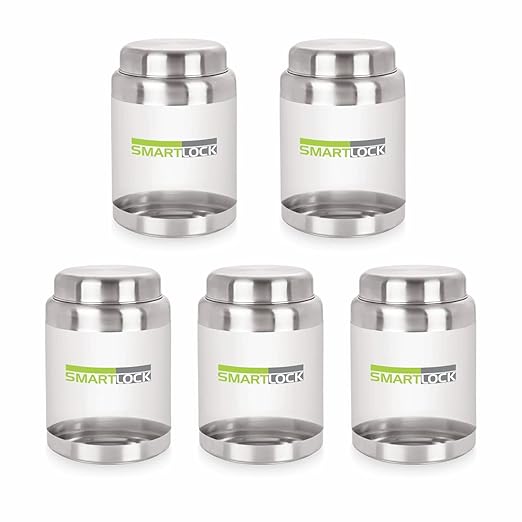 SMARTLOCK Onyx Stainless Steel Transparent See Through Container, Set ...