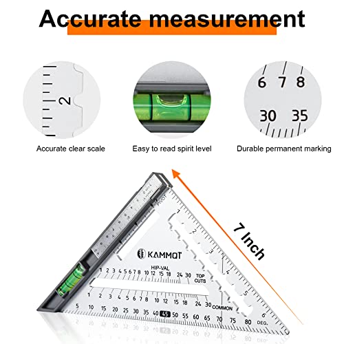KAMMQI Rafter Square with Level Carpenter Squares Triangle Square 7 ...