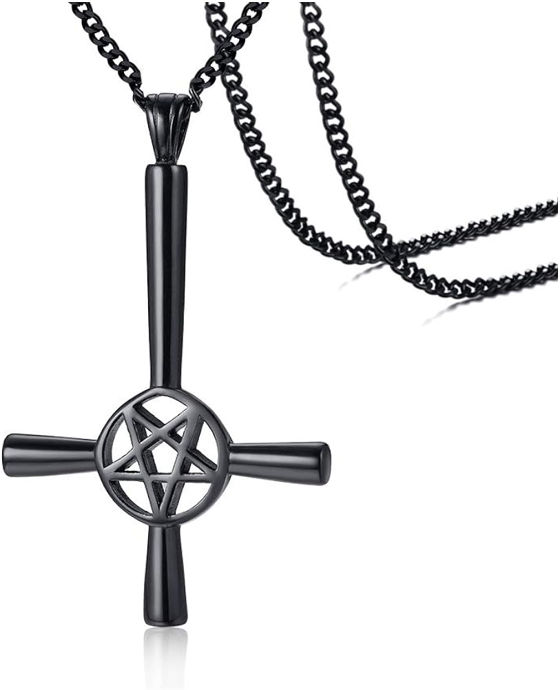 VNOX Pentáculo de Acero Inoxidable Pentagrama Estrella Invertida Cruz ...