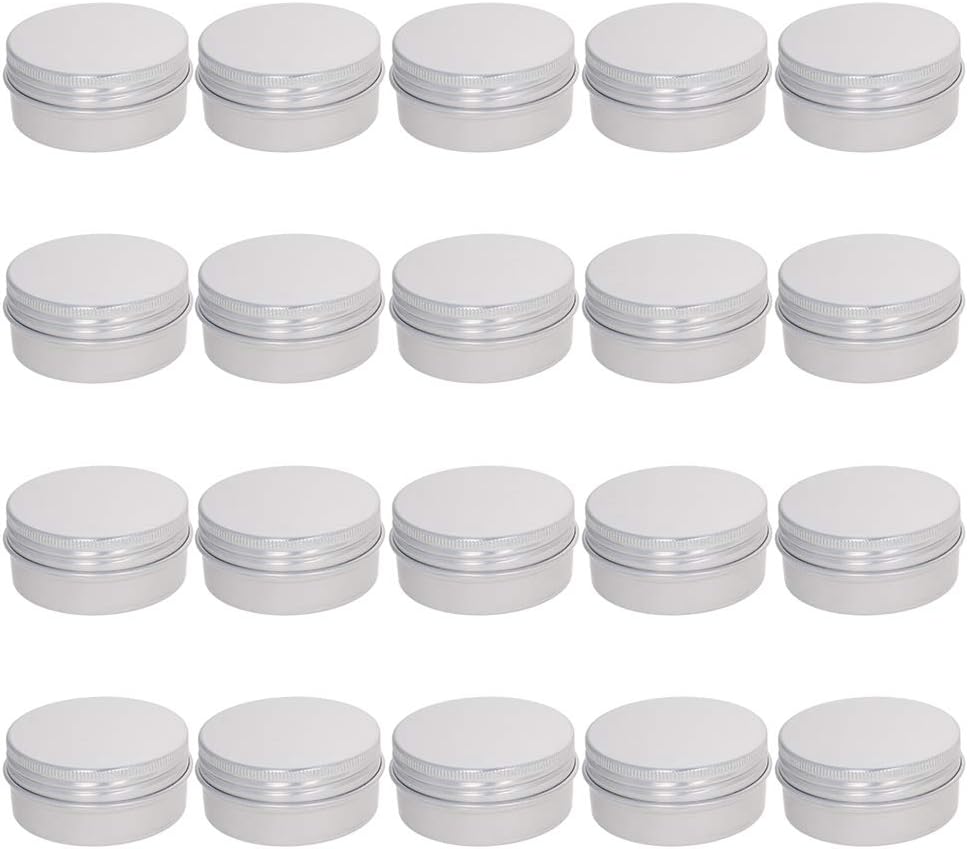 Othmro Tiny Tins Round Threaded Aluminum Cans-24 PCS Silver 57x28mm ...