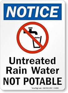 Amazon.com: Untreated Rain Water Not Potable (with No Drinking Water ...