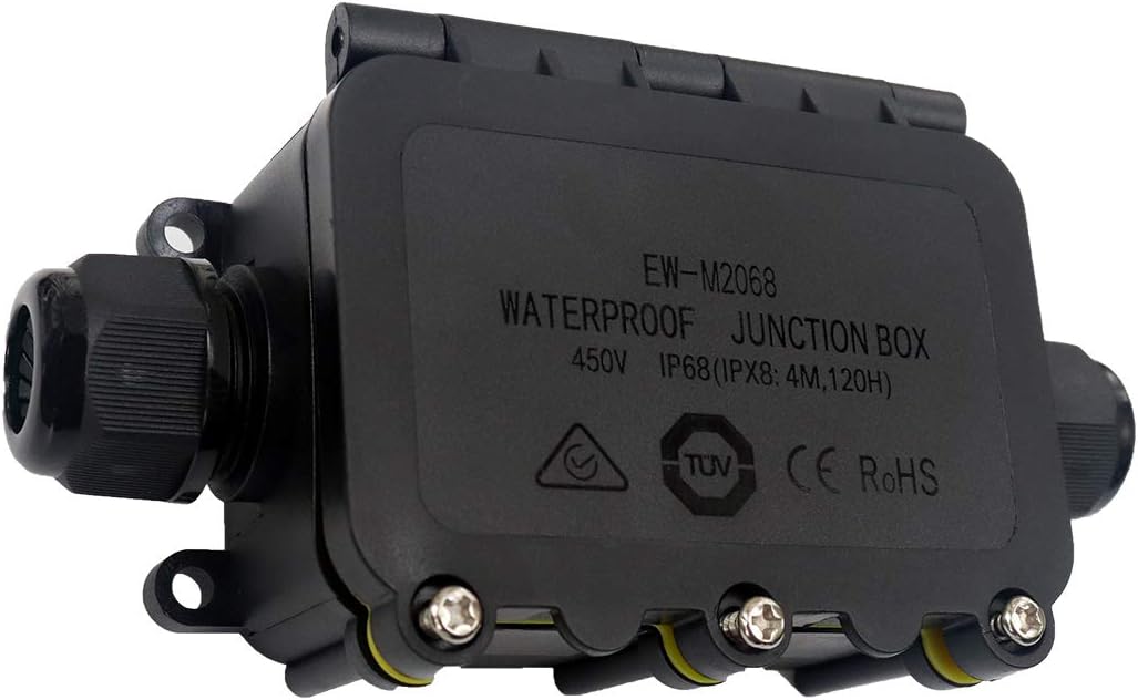 TechSense IP68 Waterproof Junction Box 2-Way Outdoor Cable Connector ...
