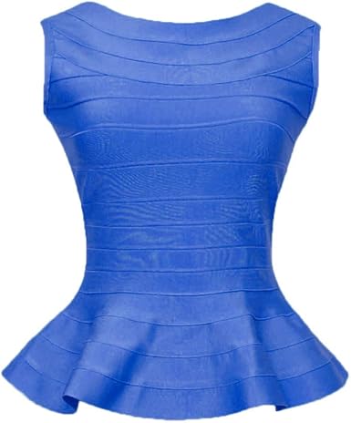 HLBandage Peplum Sleeveless Pure Color Bodycon Rayon Bandage Tank Top ...