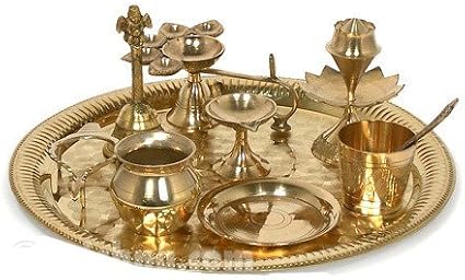 Large 18" Brass Aarti Tray For Hindu Puja: Amazon.co.uk: Kitchen & Home