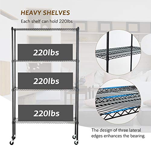 SUNCOO 4 Tier Wire Shelves Unit with Stiffeners Commercial Adjustable ...