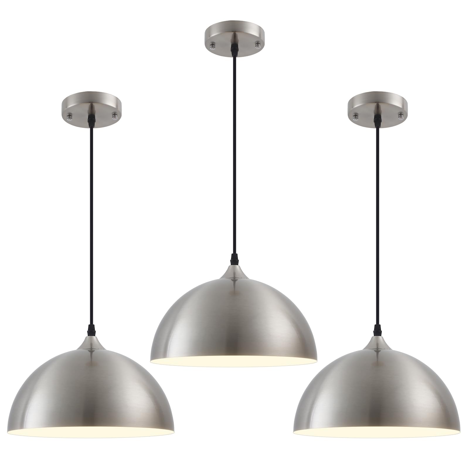 PINDODO Brushed Nickel Pendant Light Kitchen Island 3 Pack, 11.8 ...
