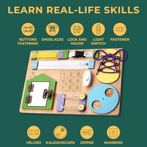 Timo Toys Highly Educational Montessori Busy Board for Toddlers - Learn ...