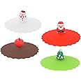Amazon.com: 4PCS Christmas Tree, Santa Claus, Apple, Silicone Cup Lids ...