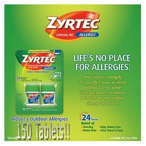 Zyrtec Cetirizine Hcl/Antihistamine (10mg), 150 Tablets in Saudi Arabia ...