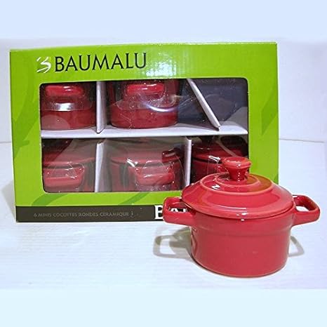 Baumalu 339194 Mini Cooking Pots Round Ceramic Set of 6 8 cm Red ...