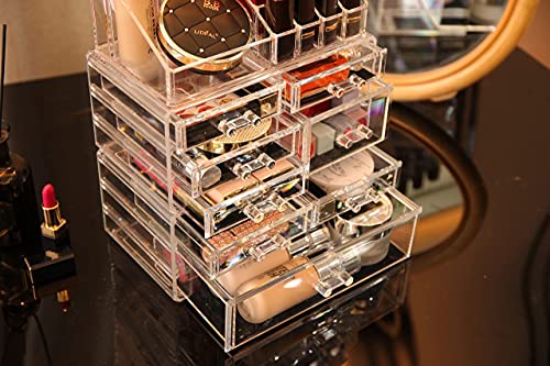 Large Clear Makeup Organizer Skin Care Cosmetic Display Cases Stackable ...