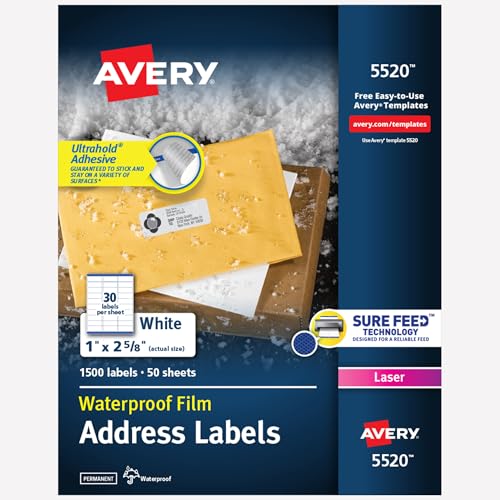 Mua Avery Waterproof Sticker Labels for Printer - 1" x2-5/8 Mailing ...