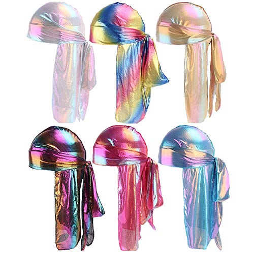 Unisex Deluxe Silky Durag Extra Long-Tail Headwraps Pirate Cap 360 ...