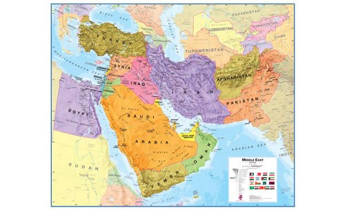Middle East Wall Map Political Laminated | Desertcart South Africa