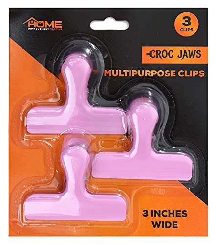 Croc Jaws Pink Chip Clips Stainless Steel, 3 inches Wide, Pink Color ...