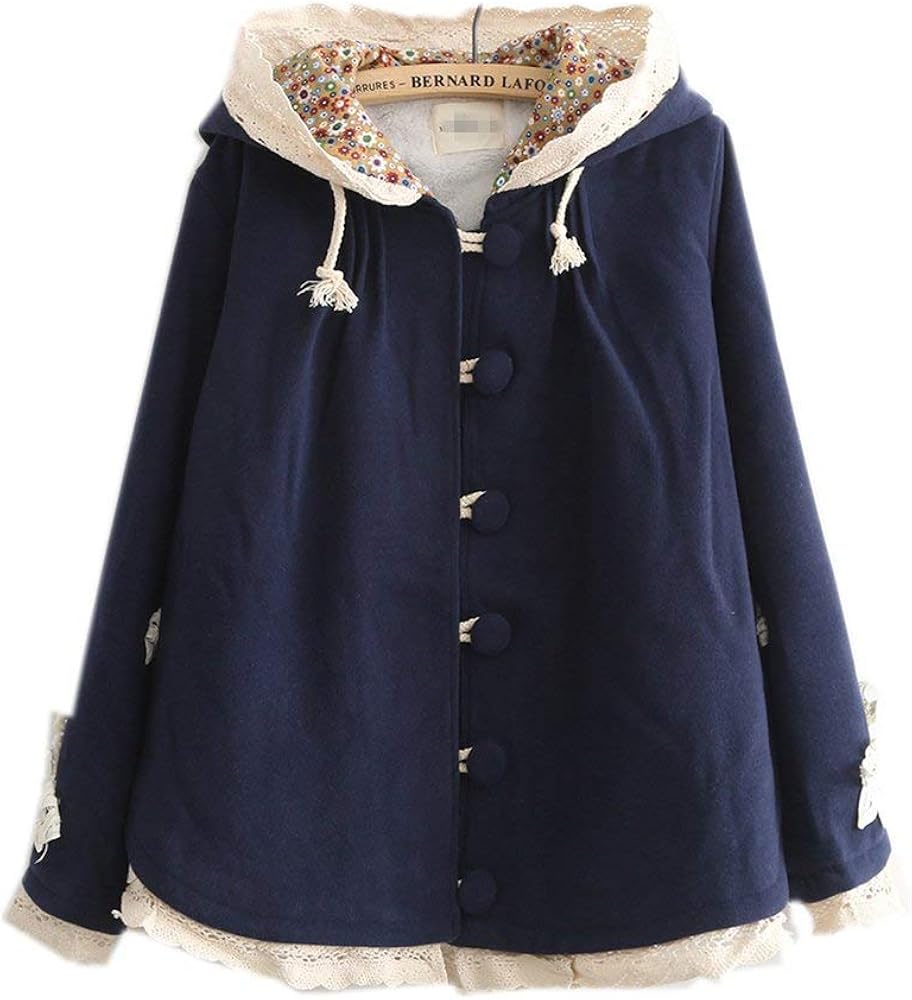 Chaqueta con Capucha Mujer Elegante Otoño Abrigos Un Solo Pecho con ...