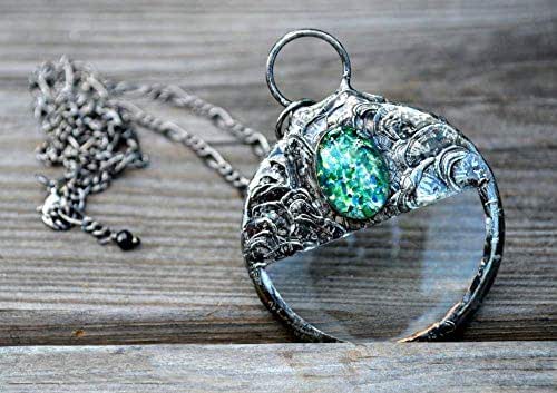 Amazon.com: Long Handmade Magnifying Glass Pendant Necklace, Real Glass ...
