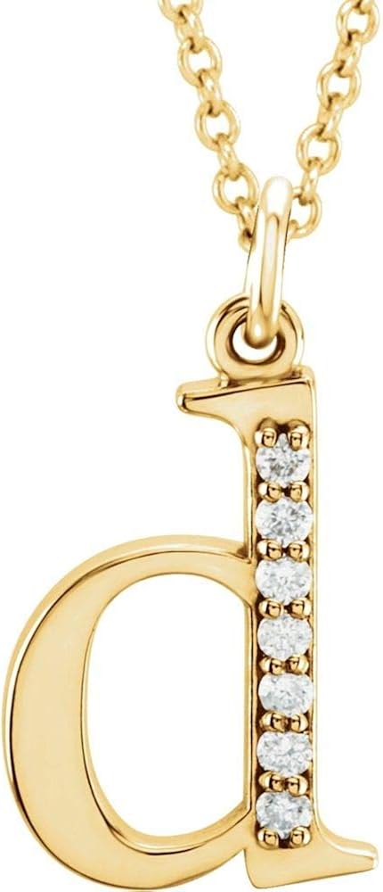 14ct Yellow Gold Diamond Lowercase Letter"d" Initial Necklace, 16 ...